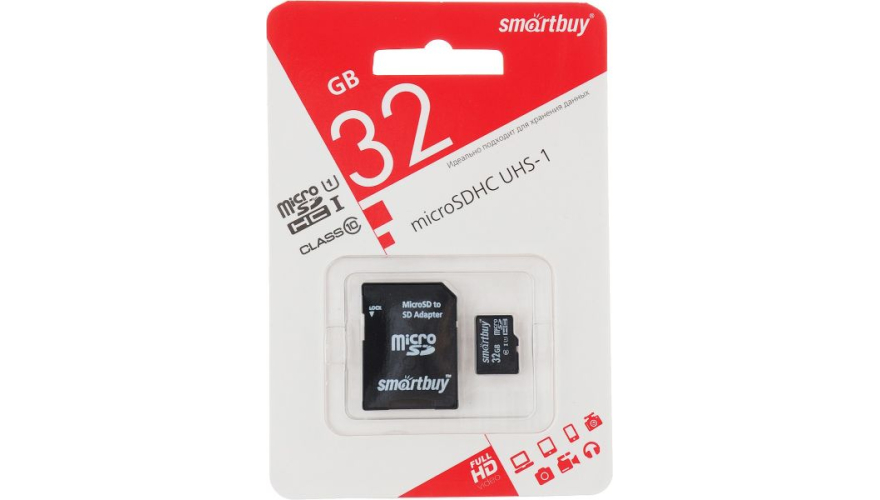 Карта памяти Micro SD Smartbuy 32GB Class10 30MB/s (SB32GBSDCL10-01 ...